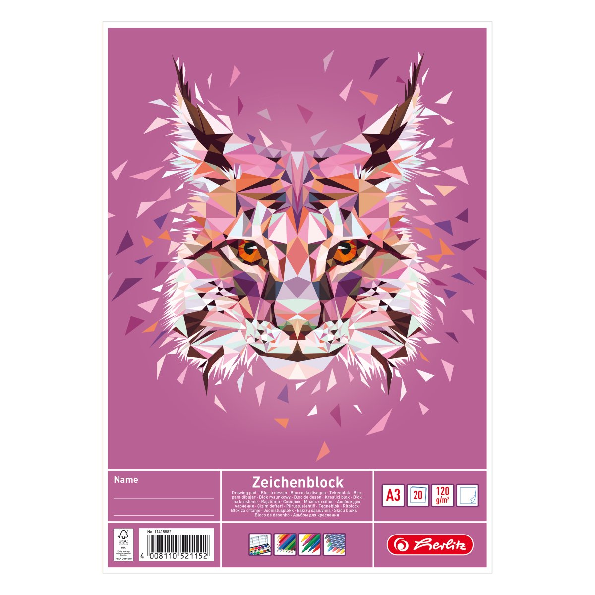 Zeichenblock A3 20 Blatt 120g/m² 4 Motive sortiert FSC - Herlitz