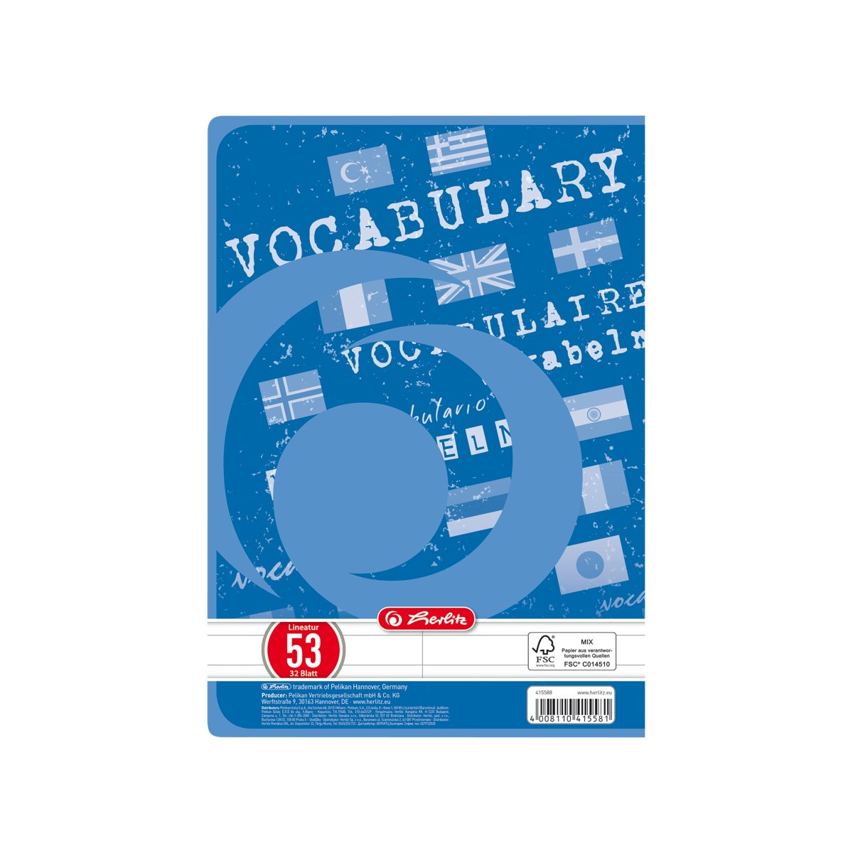 Vokabelheft A5 32 Blatt FSC Mix Lineatur 53 1 Motiv - Herlitz