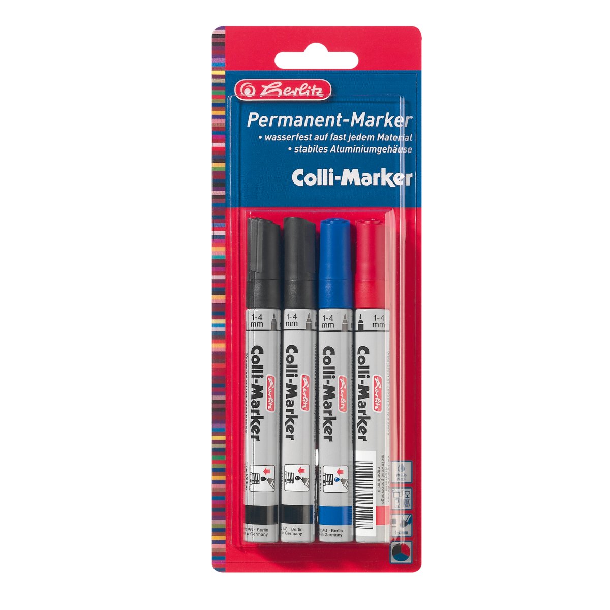 Colli Marker 1-4 assorted colours 4 pieces on blister card - Herlitz