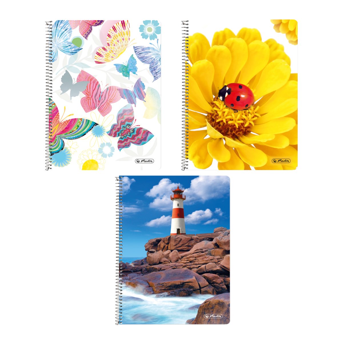 spiral pad A5 160 sheets squared 3 assorted motifs - Herlitz