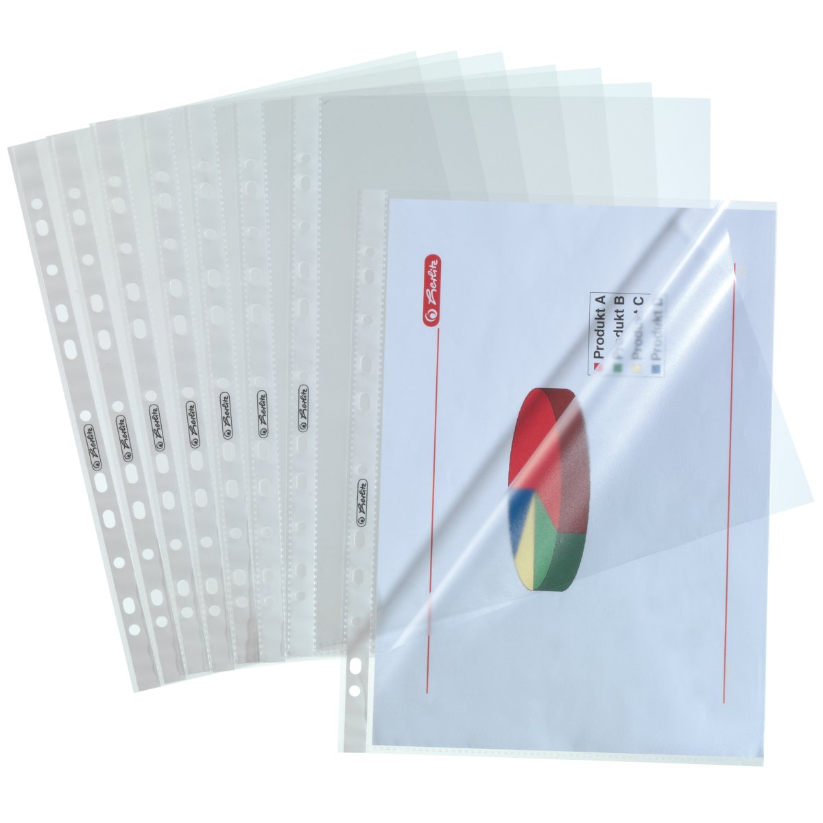 clear pocket A4 open top and side 100 pieces - Herlitz