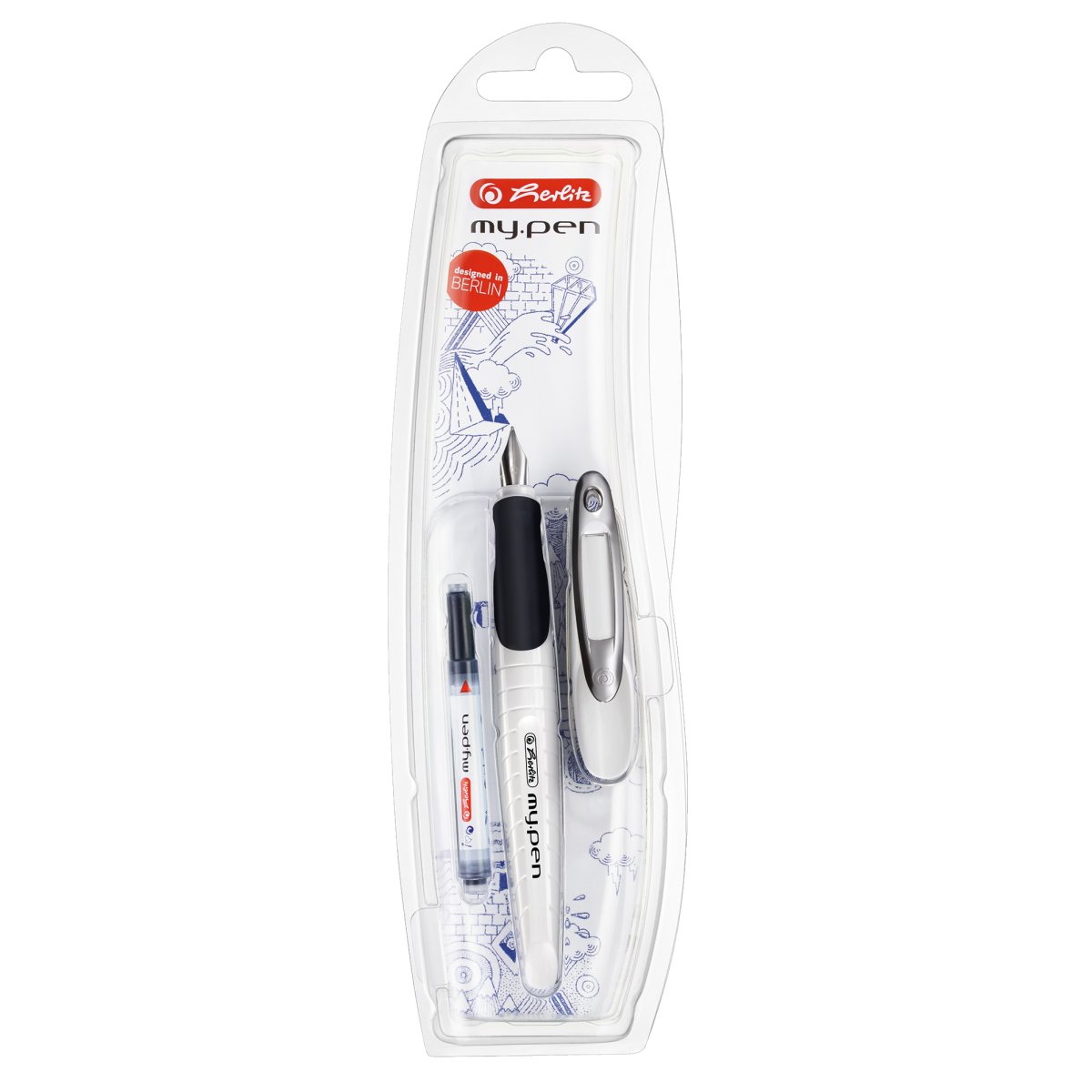 fountain pen my.pen M tip white / black - Herlitz