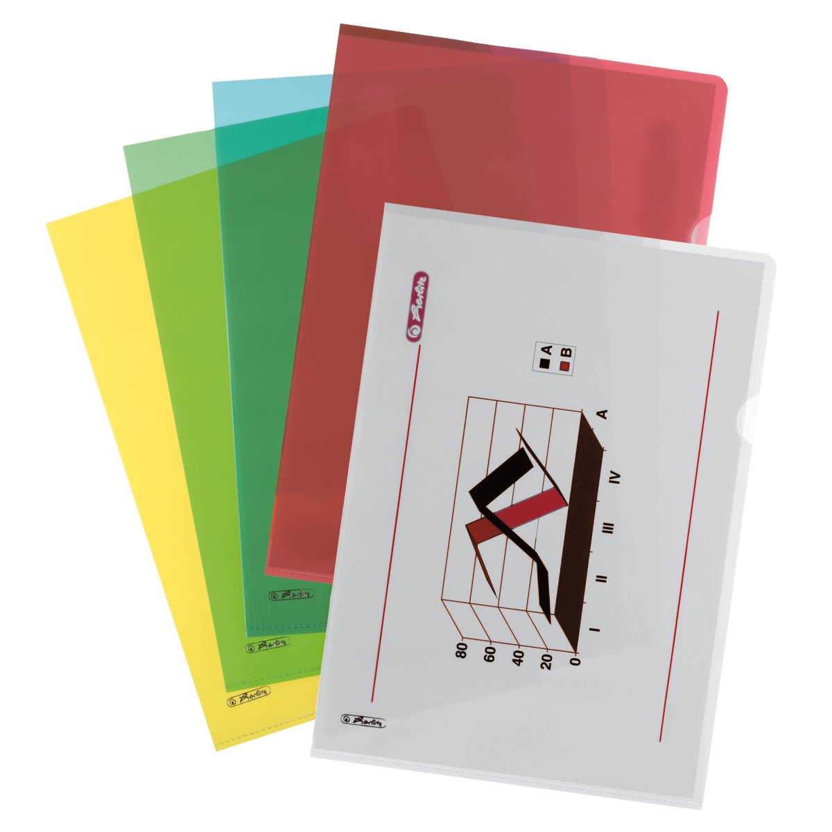 document protector A4 pyramid assorted colours 10 pieces - Herlitz