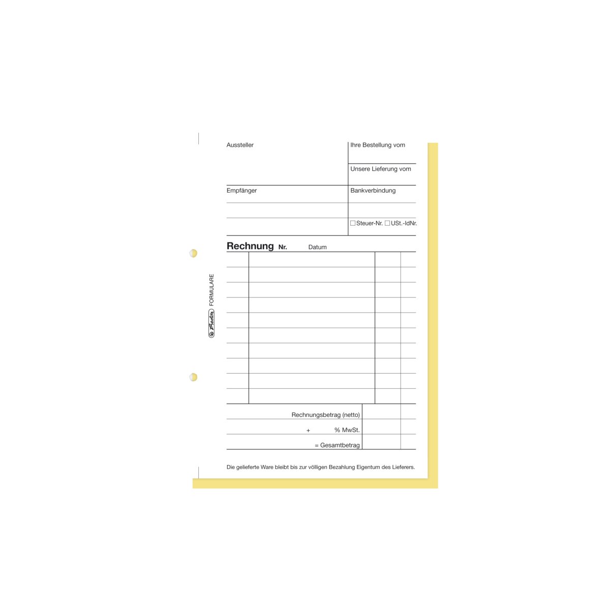 invoice book A6 303 2x40 sheets self copying FSC - Herlitz