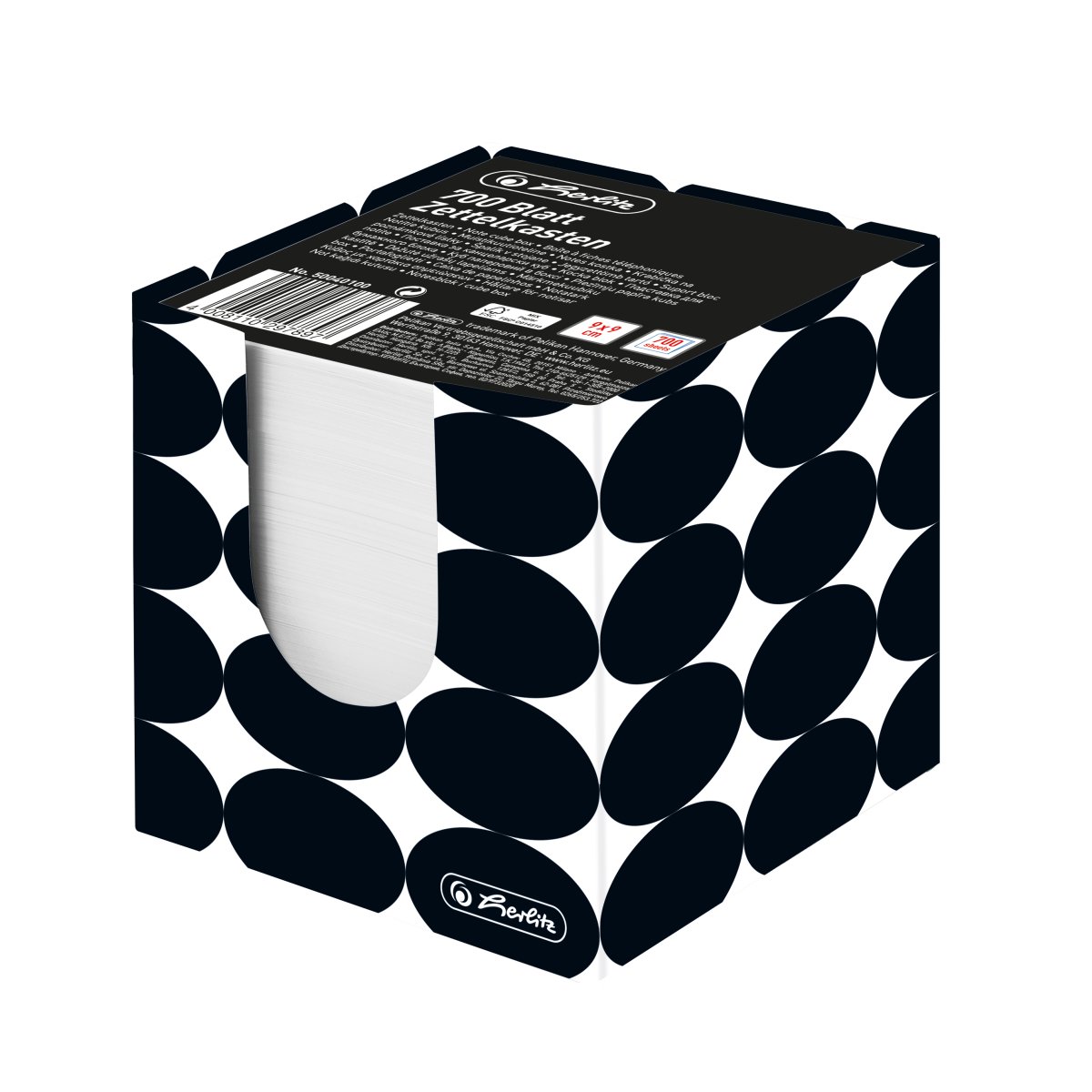 note cube box 700 sheets 9x9x9 cm Just Black - Herlitz