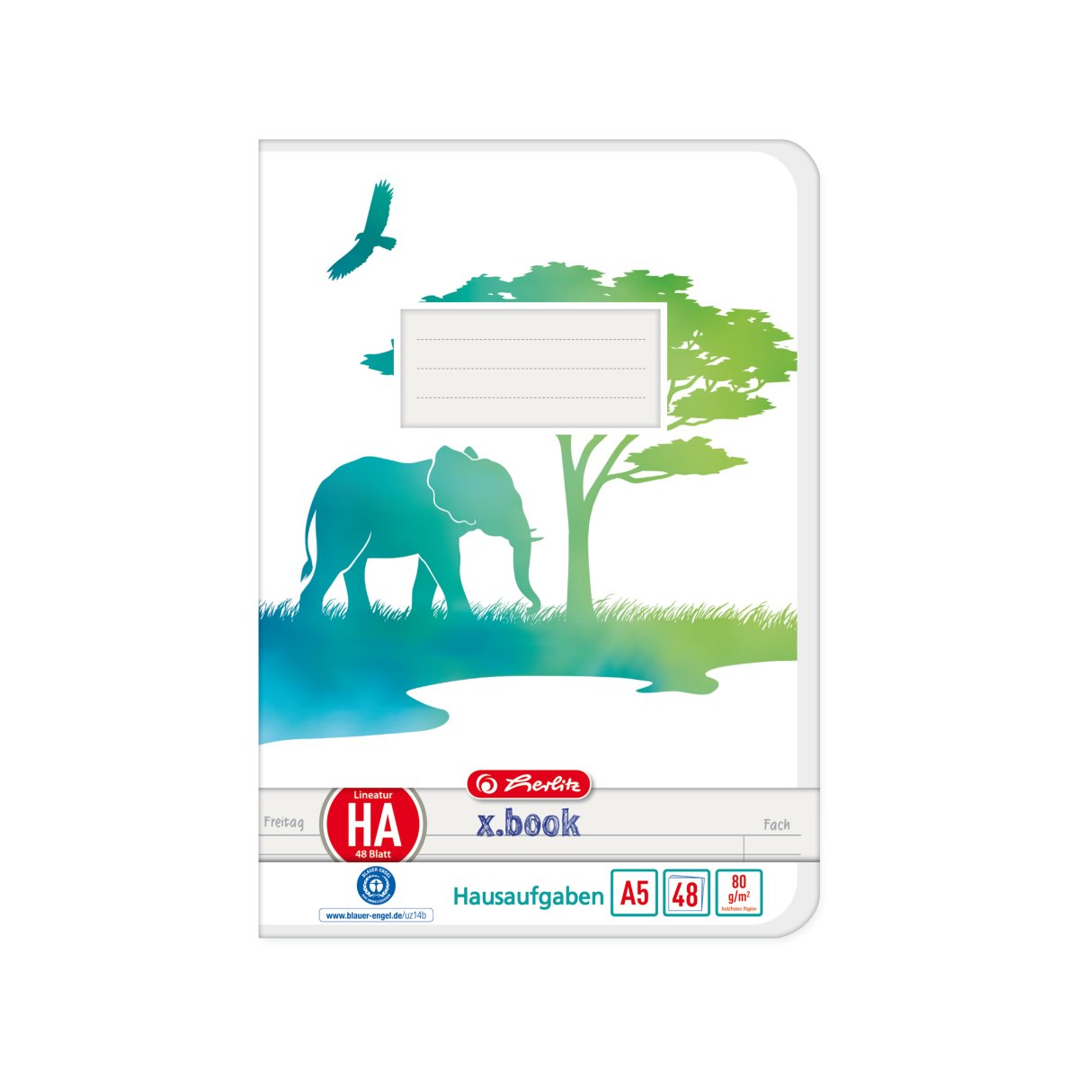 Homework book A5 GREENline 48 sheets 2 motifs assorted - Herlitz