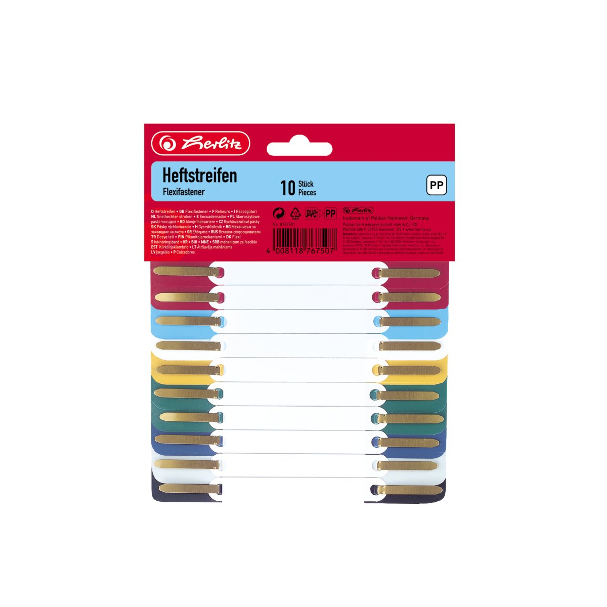 filing strip PP assorted colours 10 pieces - Herlitz